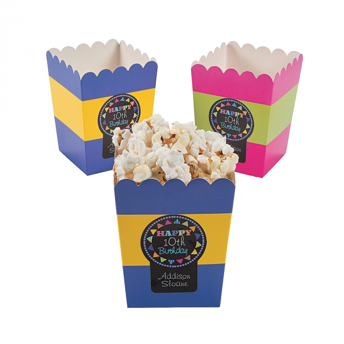 Personalized Chalk It Up Birthday Popcorn Box Stickers (Per Dozen ...