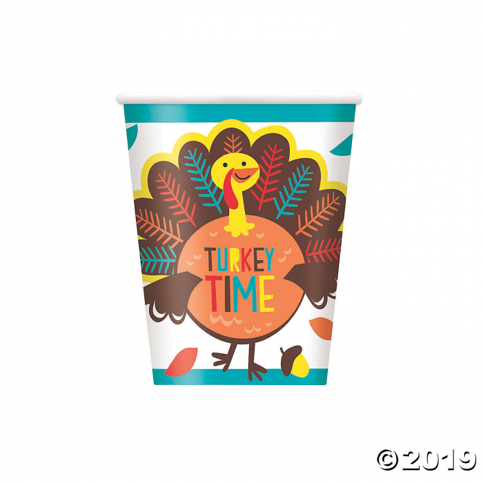 Cartoon Turkey Paper Cups (8 Piece(s)) | GlowUniverse.com