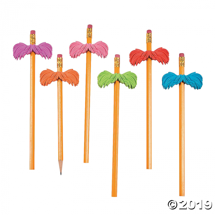 Bushy Mustache Pencil Toppers (24 Piece(s)) | GlowUniverse.com