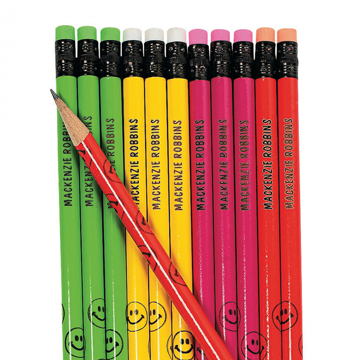 Personalized Bright Smile Face Pencils (24 Piece(s)) | GlowUniverse.com