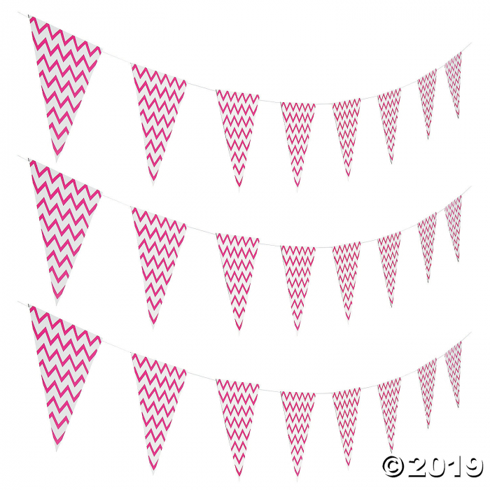 Hot Pink Chevron Pennant Banner (1 Piece(s)) | GlowUniverse.com