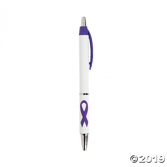 Purple Awareness Ribbon Grip Pens (24 Piece(s)) | GlowUniverse.com