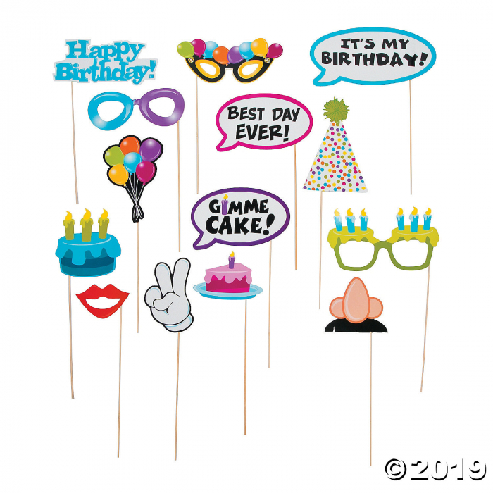 Happy Birthday Photo Stick Props (14 Piece(s)) | GlowUniverse.com