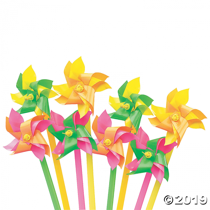 Mini Neon Two-Tone Pinwheels (72 Piece(s)) | GlowUniverse.com