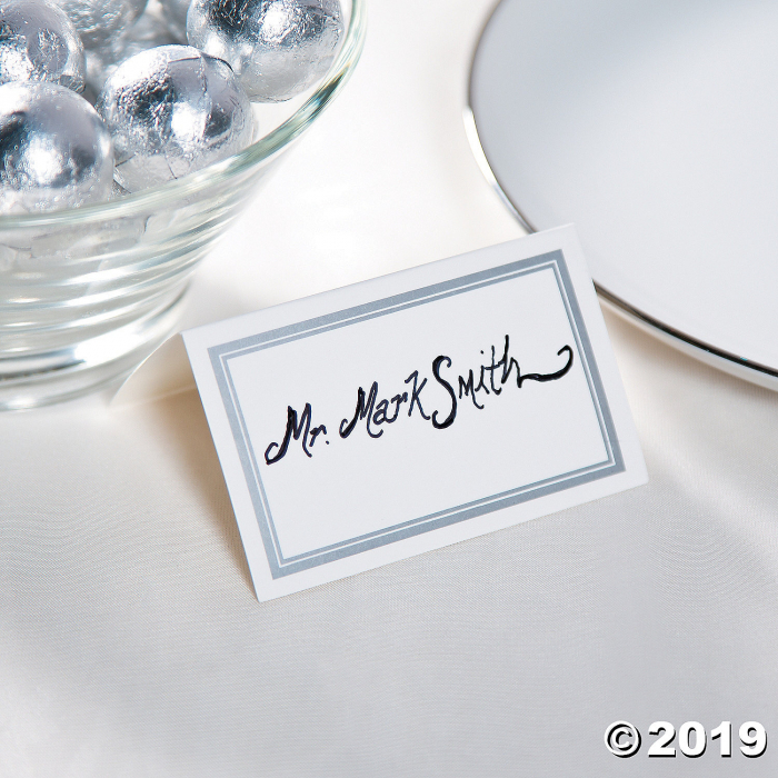 Silver Trim Place Cards (50 Piece(s)) | GlowUniverse.com