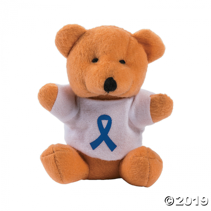 Blue Awareness Ribbon Stuffed Bears (Per Dozen) | GlowUniverse.com