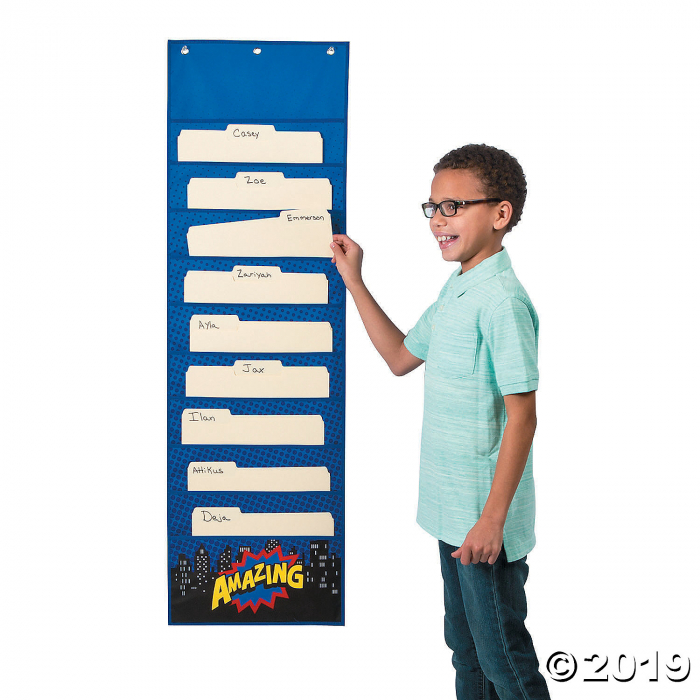 Superhero File Folder Storage Pocket Chart (1 Piece(s)) | GlowUniverse.com