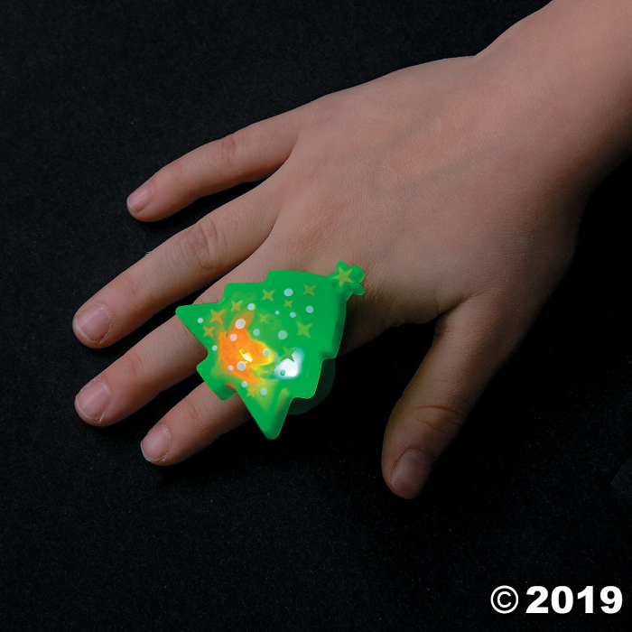 Flashing Christmas Character Light-Up Rings (Per Dozen) | GlowUniverse.com