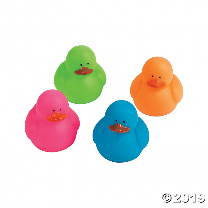 Mini Neon Rubber Duckies (24 Piece(s)) | GlowUniverse.com