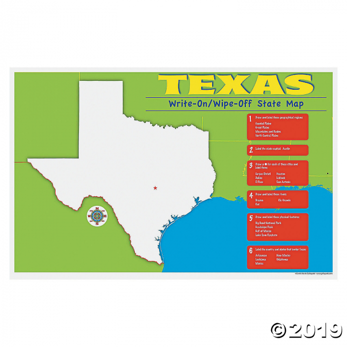 State Write-On Desk Mat - Texas (1 Piece(s)) | GlowUniverse.com