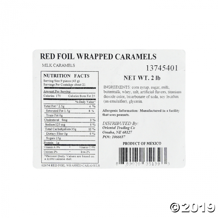 Red Foil-Wrapped Caramels (189 Piece(s)) | GlowUniverse.com