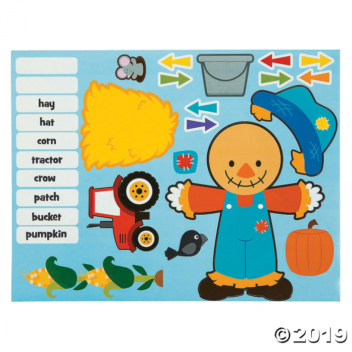 Scarecrow Build & Label Sticker Scenes (Makes 12) | GlowUniverse.com