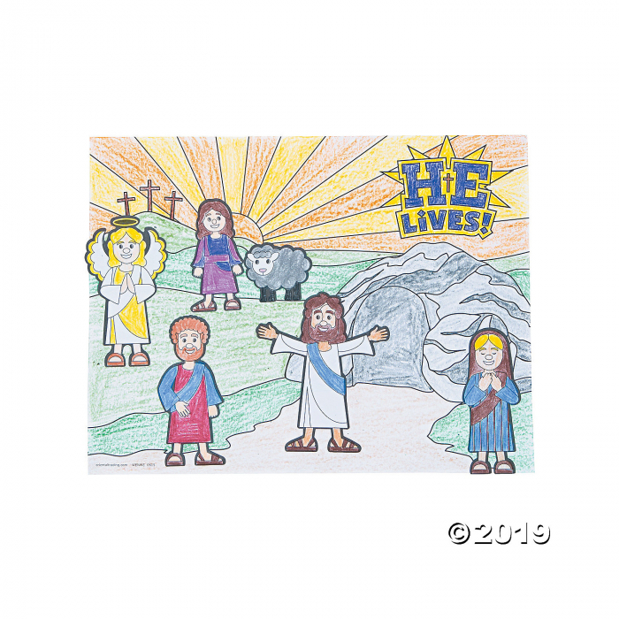 Color Your Own He Lives Sticker Scenes (Per Dozen) | GlowUniverse.com