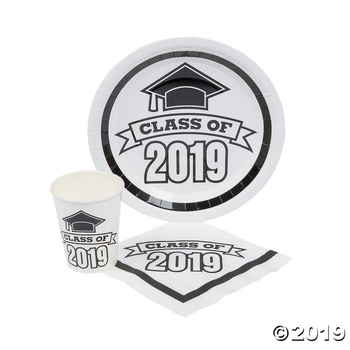 Class of 2019 White Tableware Set for 50 (1 Set(s)) | GlowUniverse.com