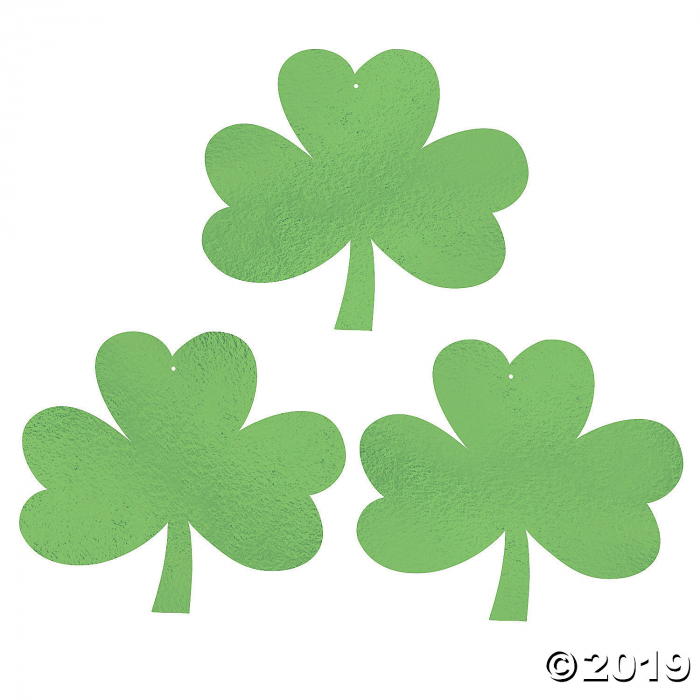 Green Shamrock Decorations (Per Dozen) | GlowUniverse.com