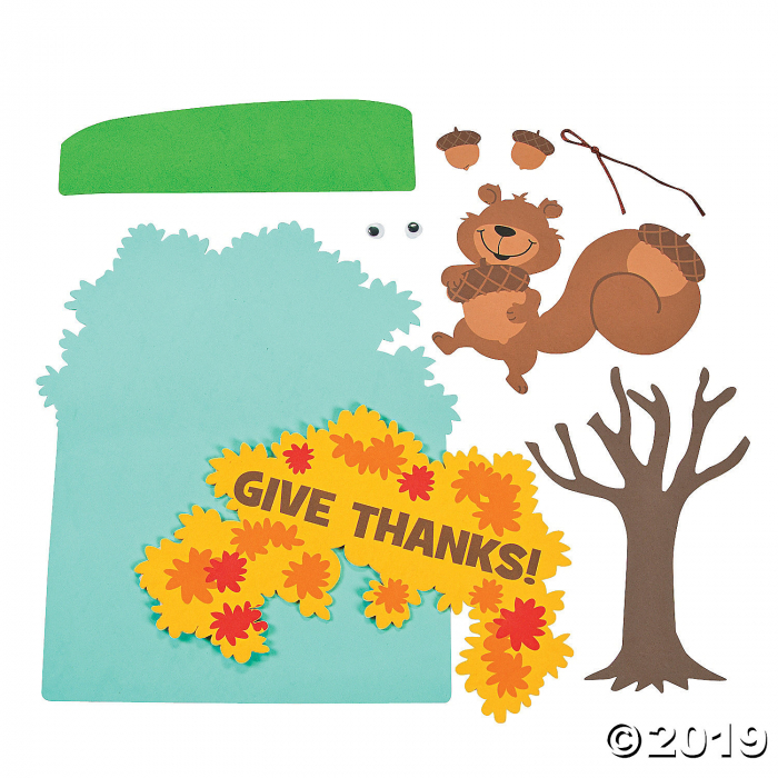 Give Thanks Squirrel Sign Craft Kit (Makes 12) | GlowUniverse.com