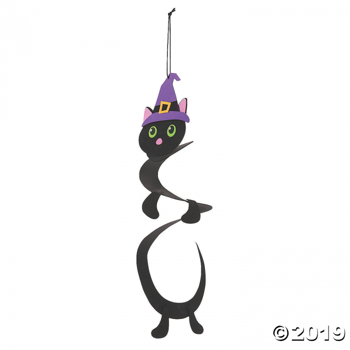 Halloween Black Cat Hanging Swirl Craft Kit (Makes 12) | GlowUniverse.com