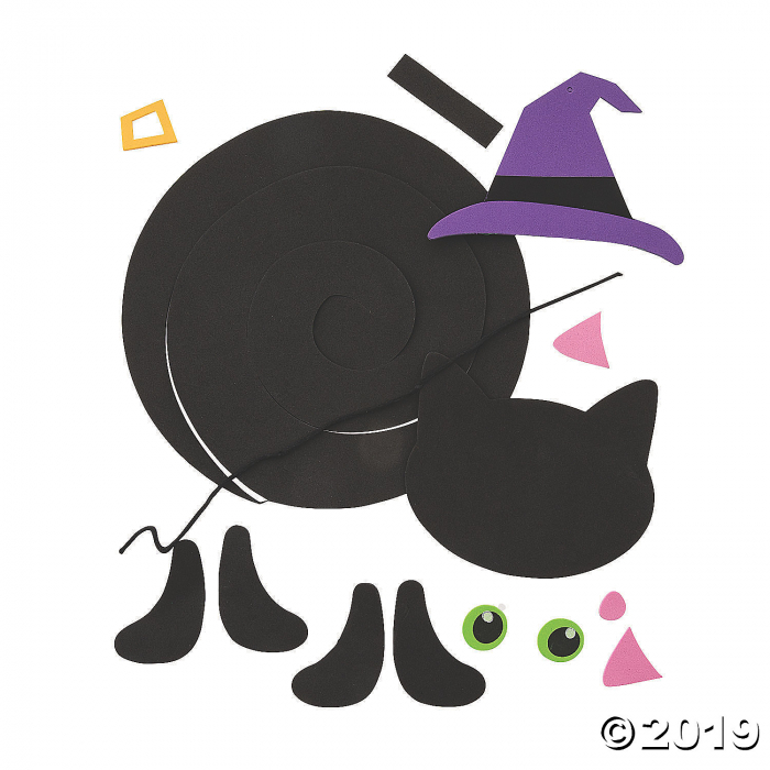 Halloween Black Cat Hanging Swirl Craft Kit (Makes 12) | GlowUniverse.com