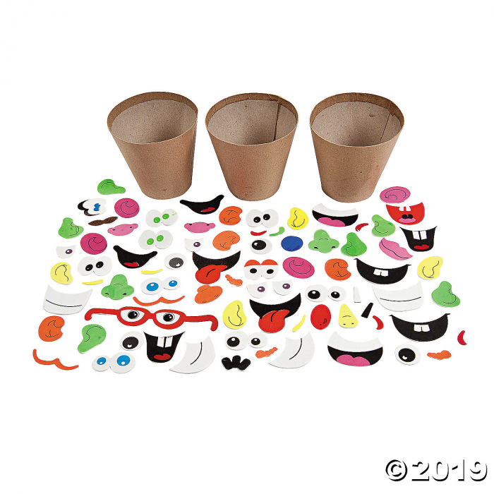 Silly Face Flowerpot Craft Kit (Makes 12) | GlowUniverse.com
