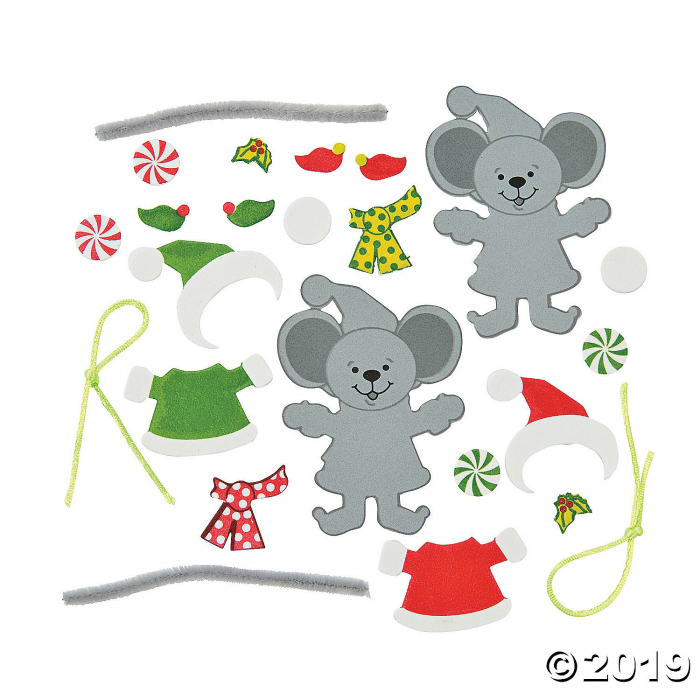Christmas Mice Ornament Craft Kit (Makes 12) | GlowUniverse.com