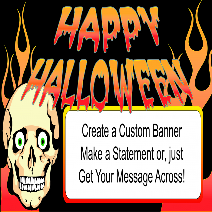 Halloween Skull Custom Banner - 48 x 96 | GlowUniverse.com