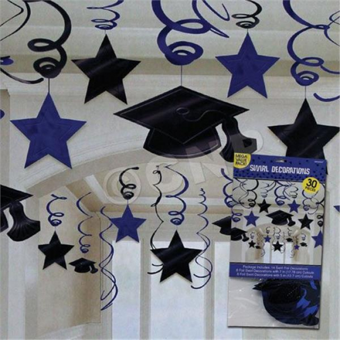 Blue Graduation Swirl Decorations | GlowUniverse.com