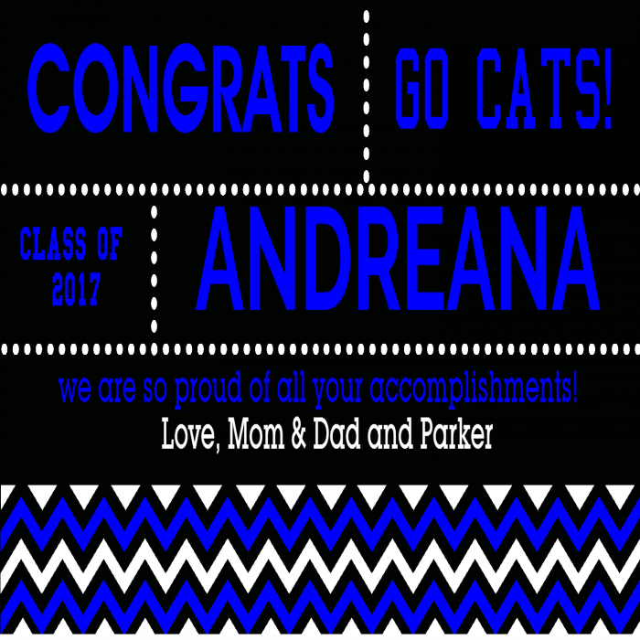 Blue Chevron Graduation Custom Banner - 18 x 36 | GlowUniverse.com