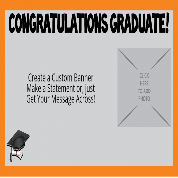 Orange Graduation Photo Custom Banner - 36 x 72 | GlowUniverse.com