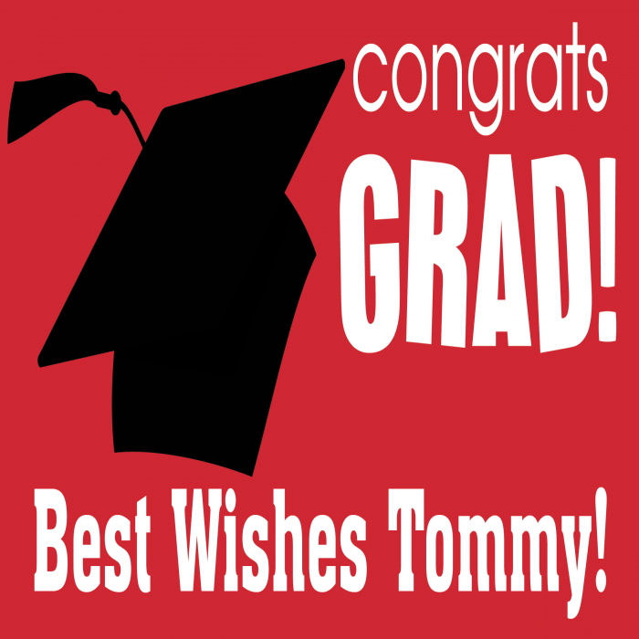 Red Congrats Grad! Custom Banner - 36 x 72 | GlowUniverse.com