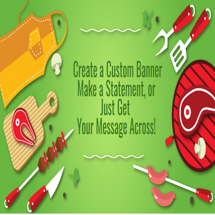Set to Barbecue Custom Banner - 18 x 36 | GlowUniverse.com