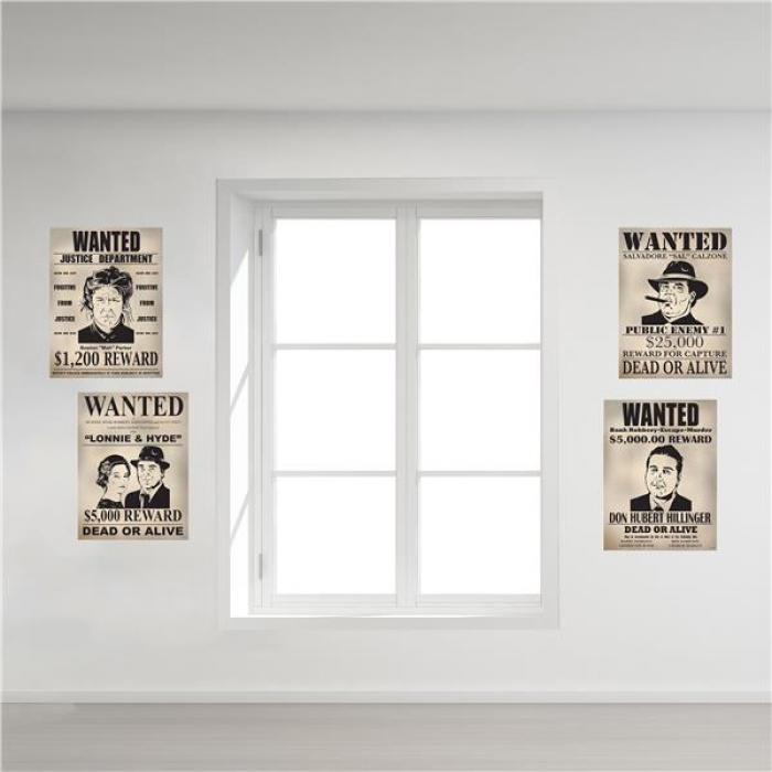Gangster Wanted Sign Cutouts | GlowUniverse.com
