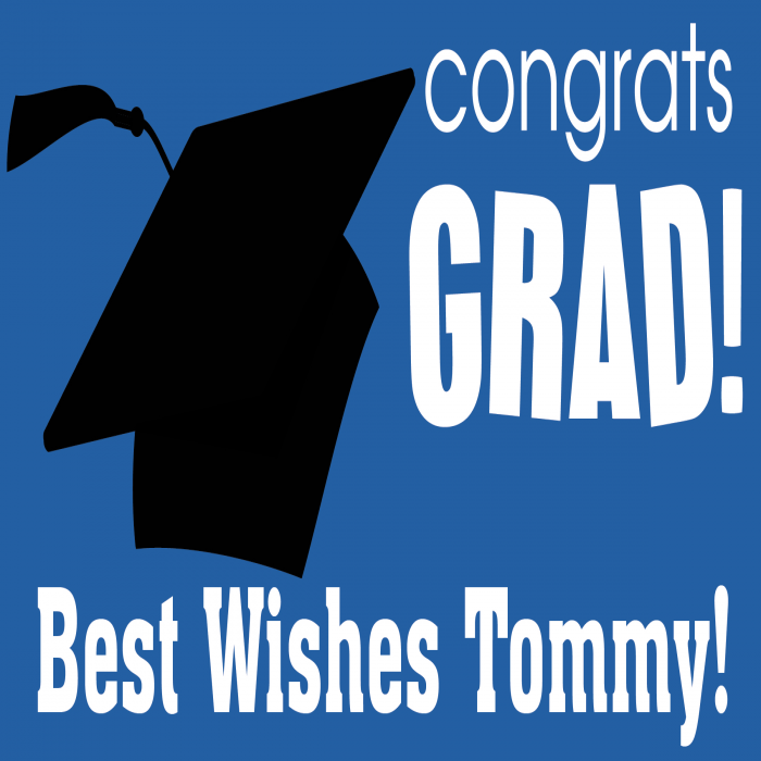 Blue Congrats Grad! Custom Banner - 36 x 72 | GlowUniverse.com