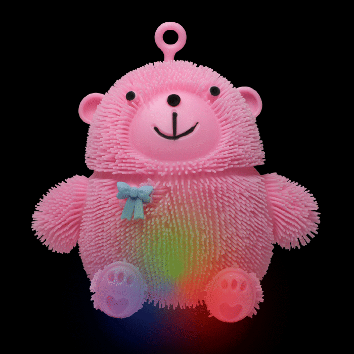7" Light-Up Puffer Bear - Pink | GlowUniverse.com